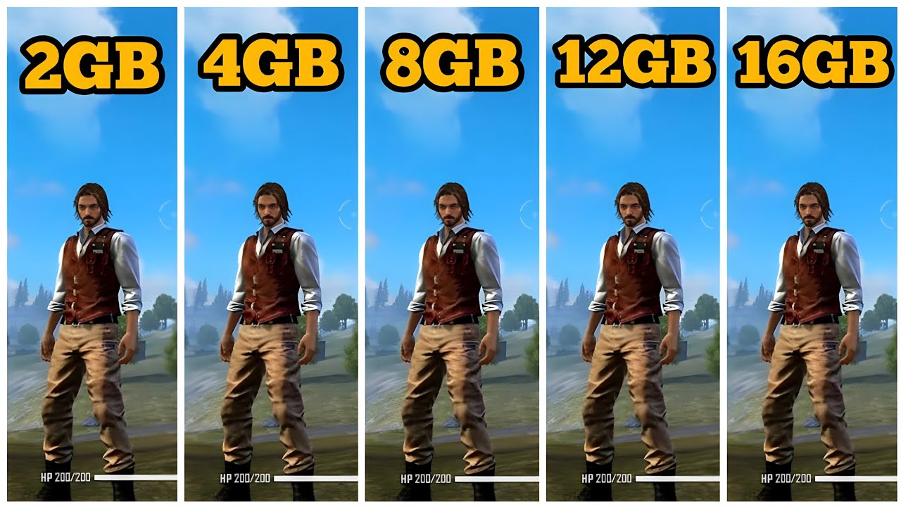 FREE FIRE RAM COMPARISON 2GB VS 4GB VS 8GB VS 12GB VS 16GB - YouTube