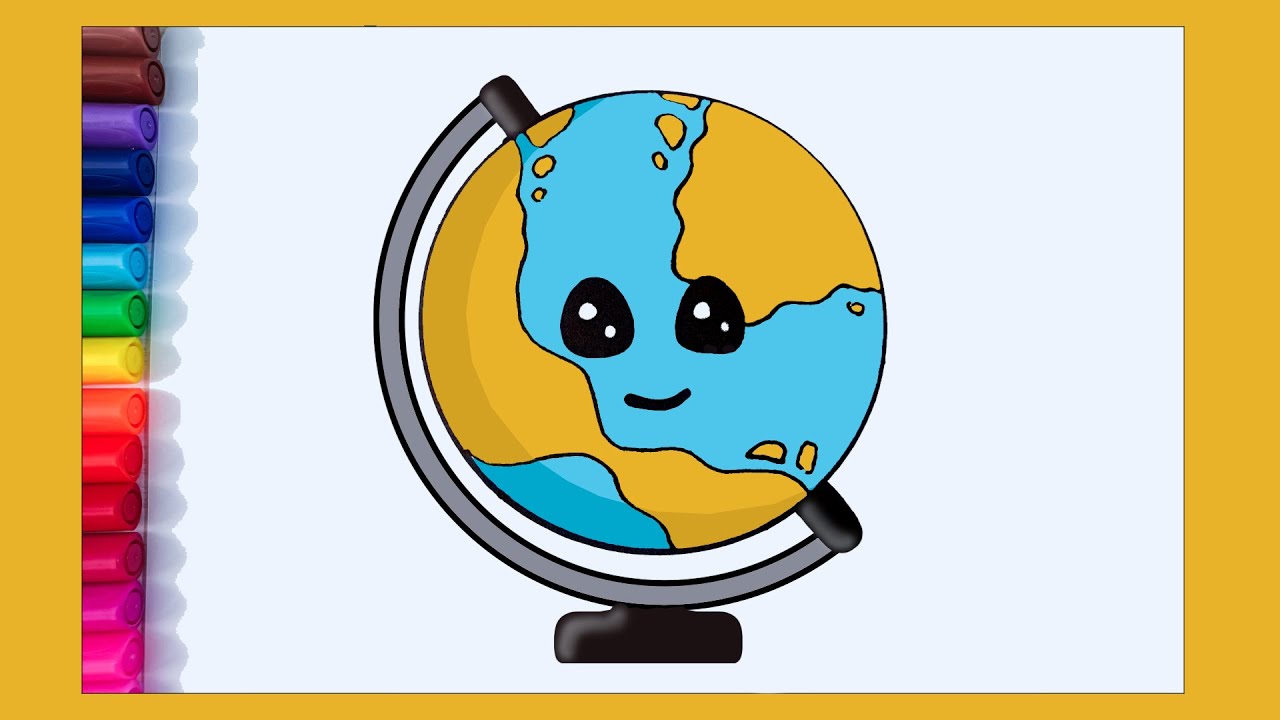 How To Draw A Globe | Cute earth | Basic Painting - YouTube