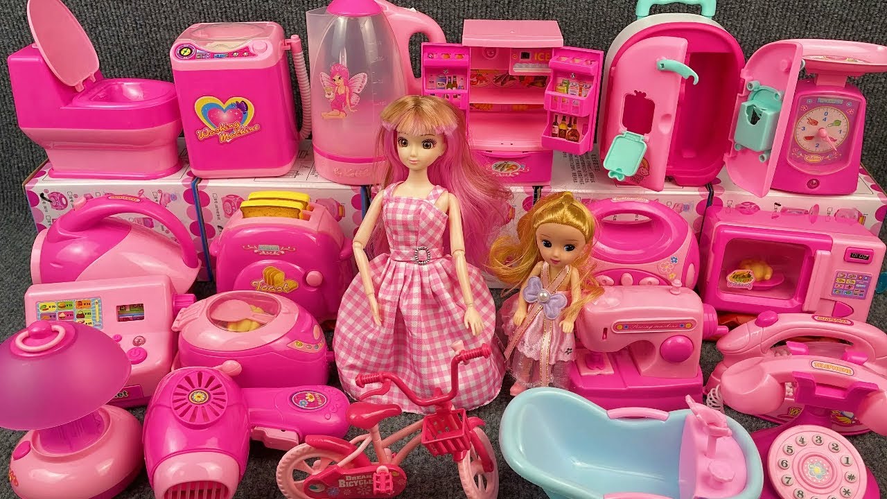 8 Minutes Satisfying with Unboxing Pink Princess Furniture Play Set ...