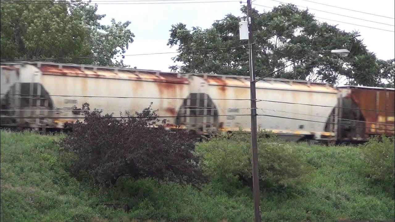 CSX Salt Train On Raised Tracks - YouTube