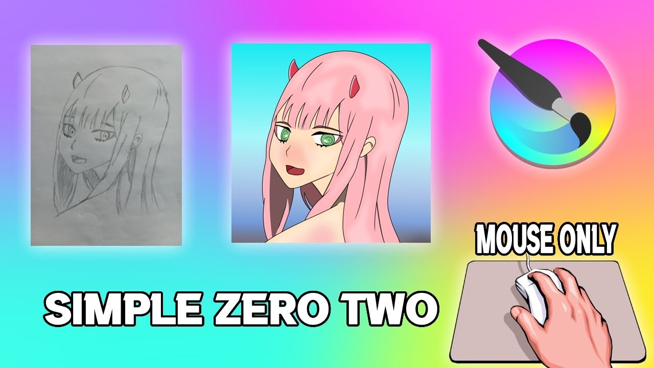 Zero two simple digital art in KRITA | using mouse only | speed paint ...