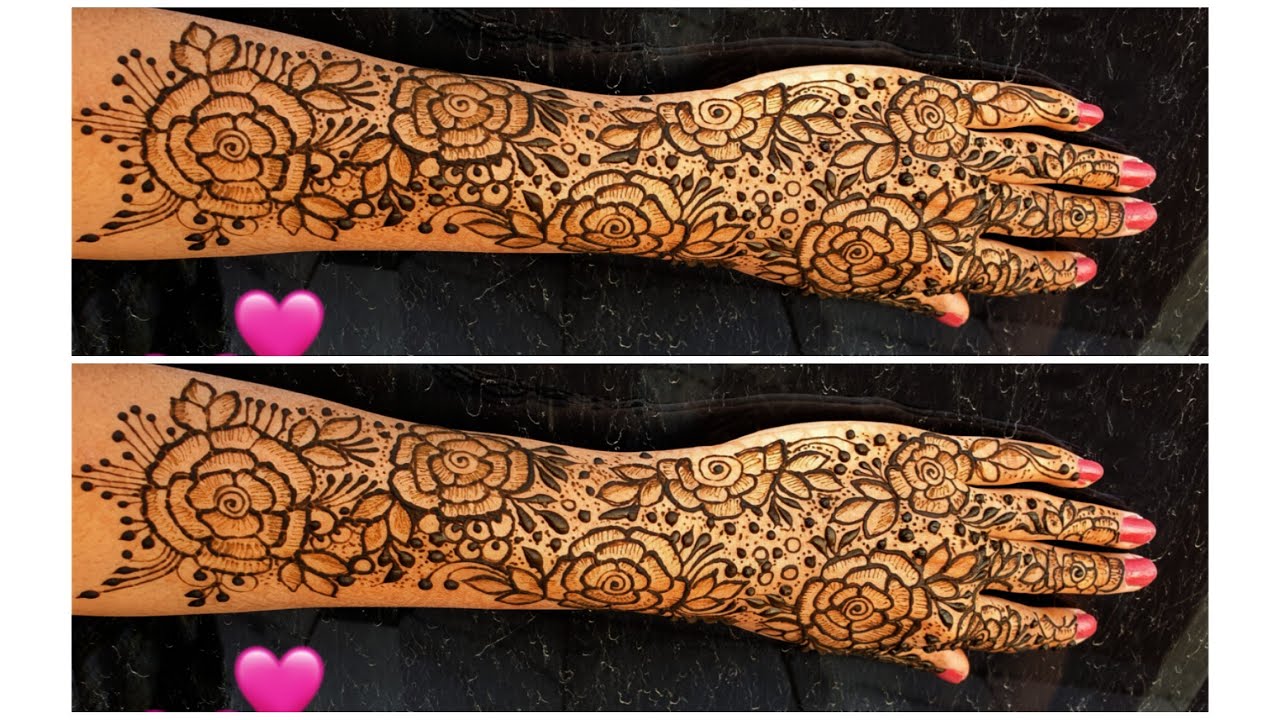 full hand rose mehndi designs || full hand bridal rose mehndi designs ...