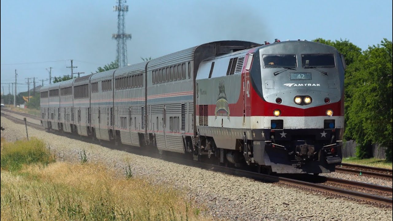 Chasing Amtrak 42 "Salutes Our Veterans" P42DC on the Texas Eagle - YouTube