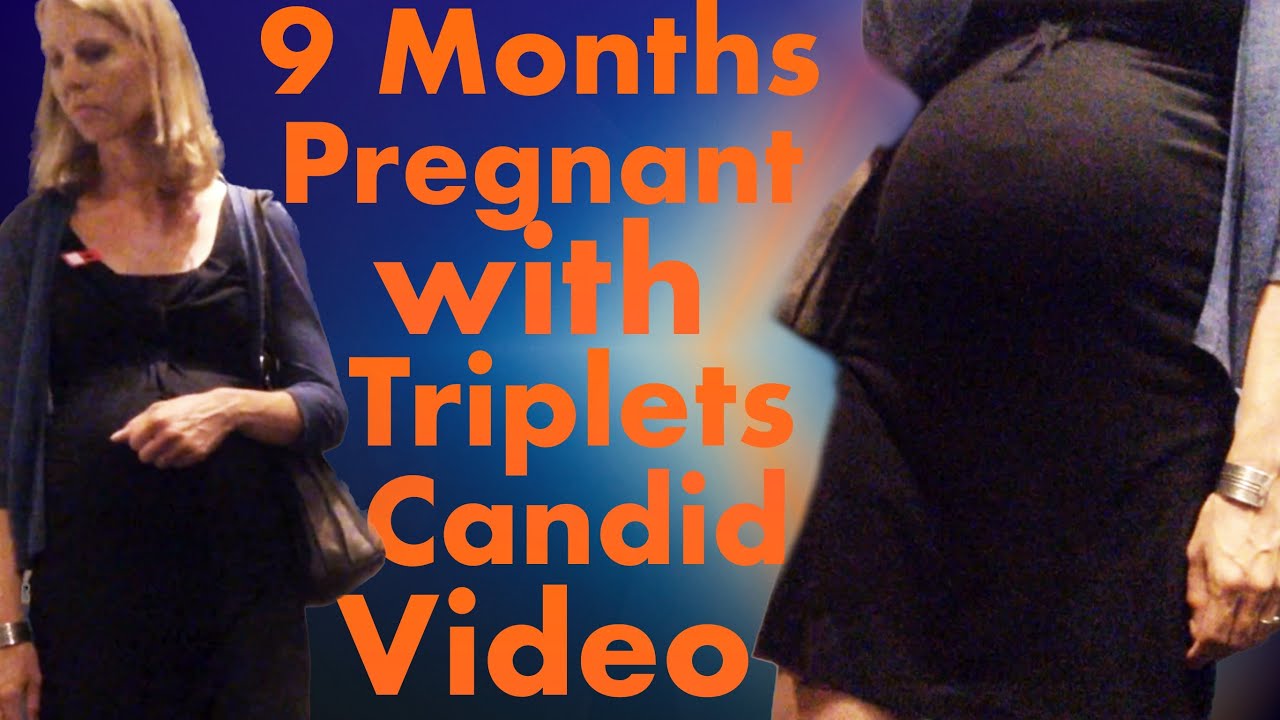 9 Months Pregnant With Triplets Candid Video With Her Belly Button Poking Out Youtube