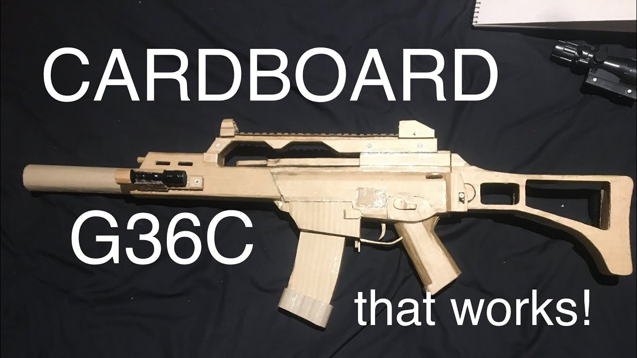 my cardboard PUBG H&K G36C that works!! - YouTube
