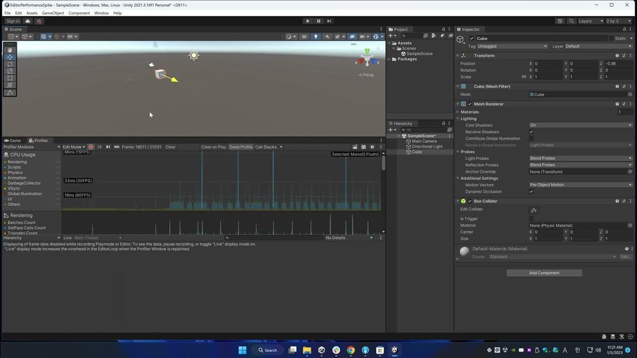 Unity3D bug report - Editor performance spike. - YouTube