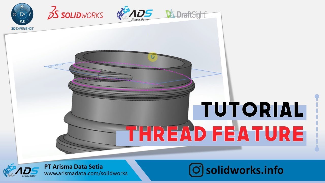 SOLIDWORKS INDONESIA - Tutorial Cara Cepat Membuat Ulir - YouTube