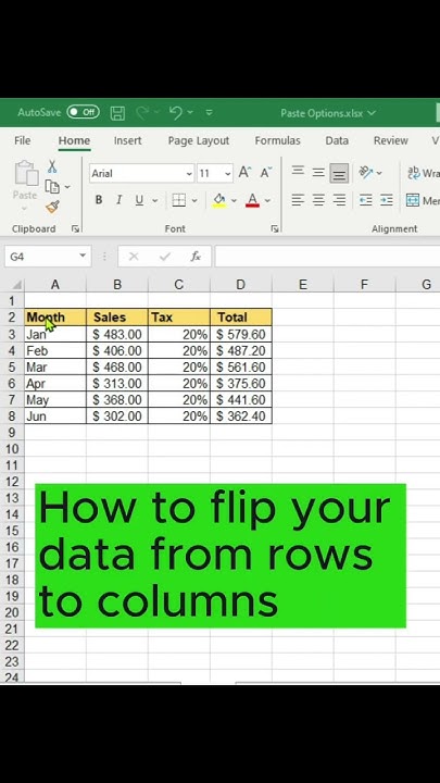 How to flip rows into columns in excel #shorts #exceltips - YouTube
