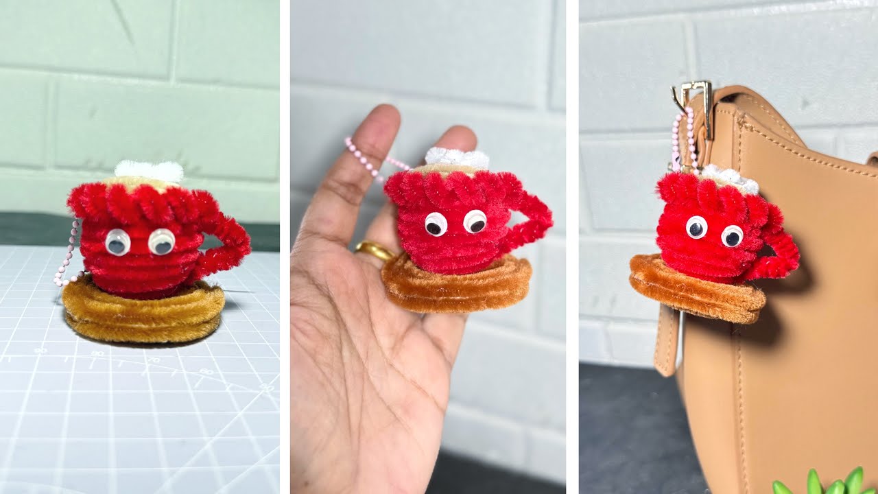 ☕Cute Keychain Fuzzy Wire - Teacup Keychain - YouTube