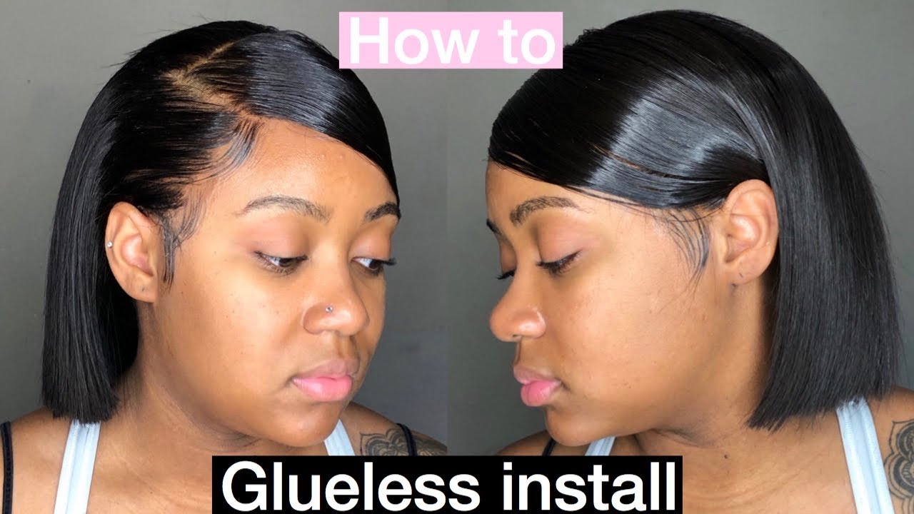 Blunt cut ️ Swoop Bang Glueless Frontal Unit Installation - YouTube