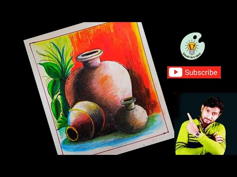 Easy Still Life painting on oil pastel - YouTube