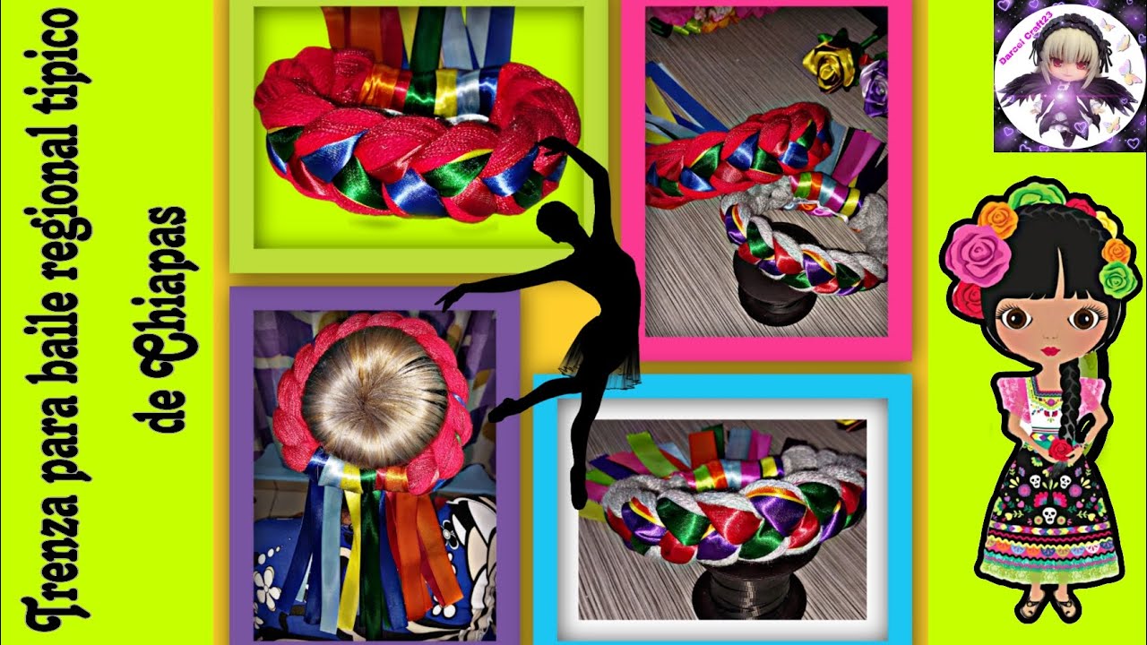 Elaboremos una trenza para baile regional de Chiapas con listones - YouTube