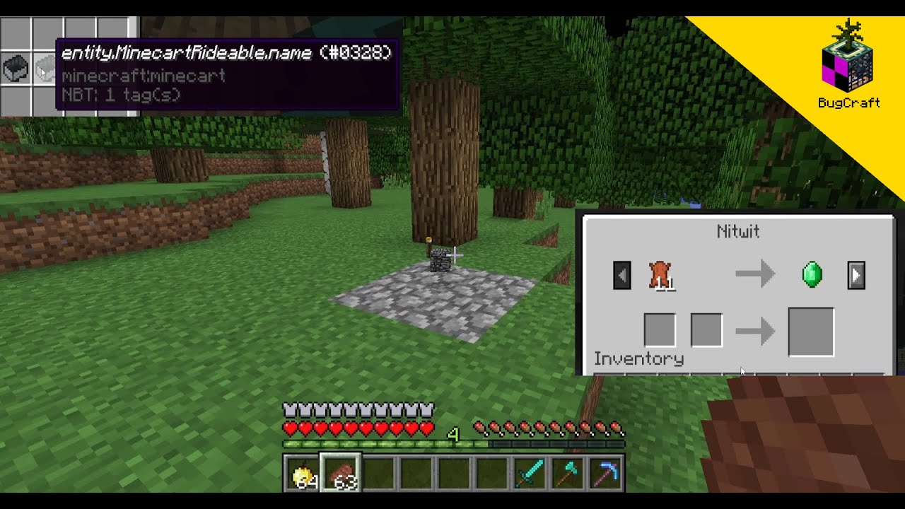 Bedrock item - buggy minecart - villager with work | BugCraft Episode 7 - YouTube