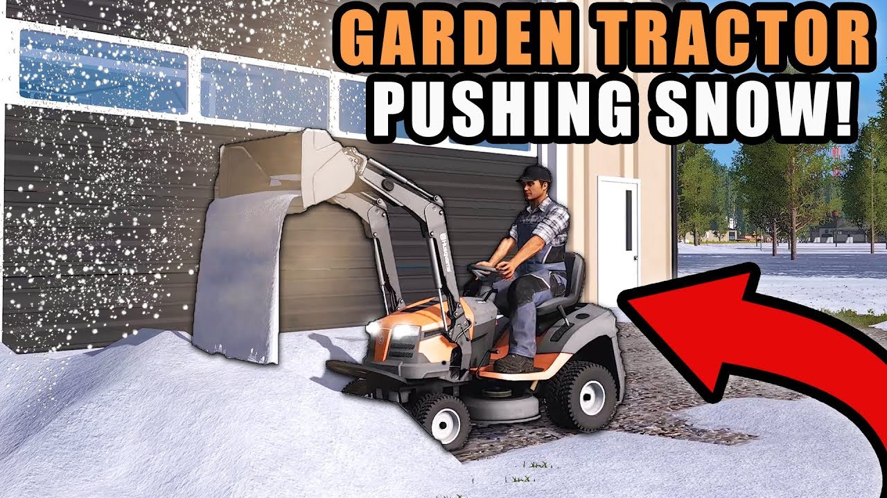 GARDEN TRACTOR PUSHING HEAVY SNOW OFF THE DRIVEWAY! (ITS A BEAST IN THE ...