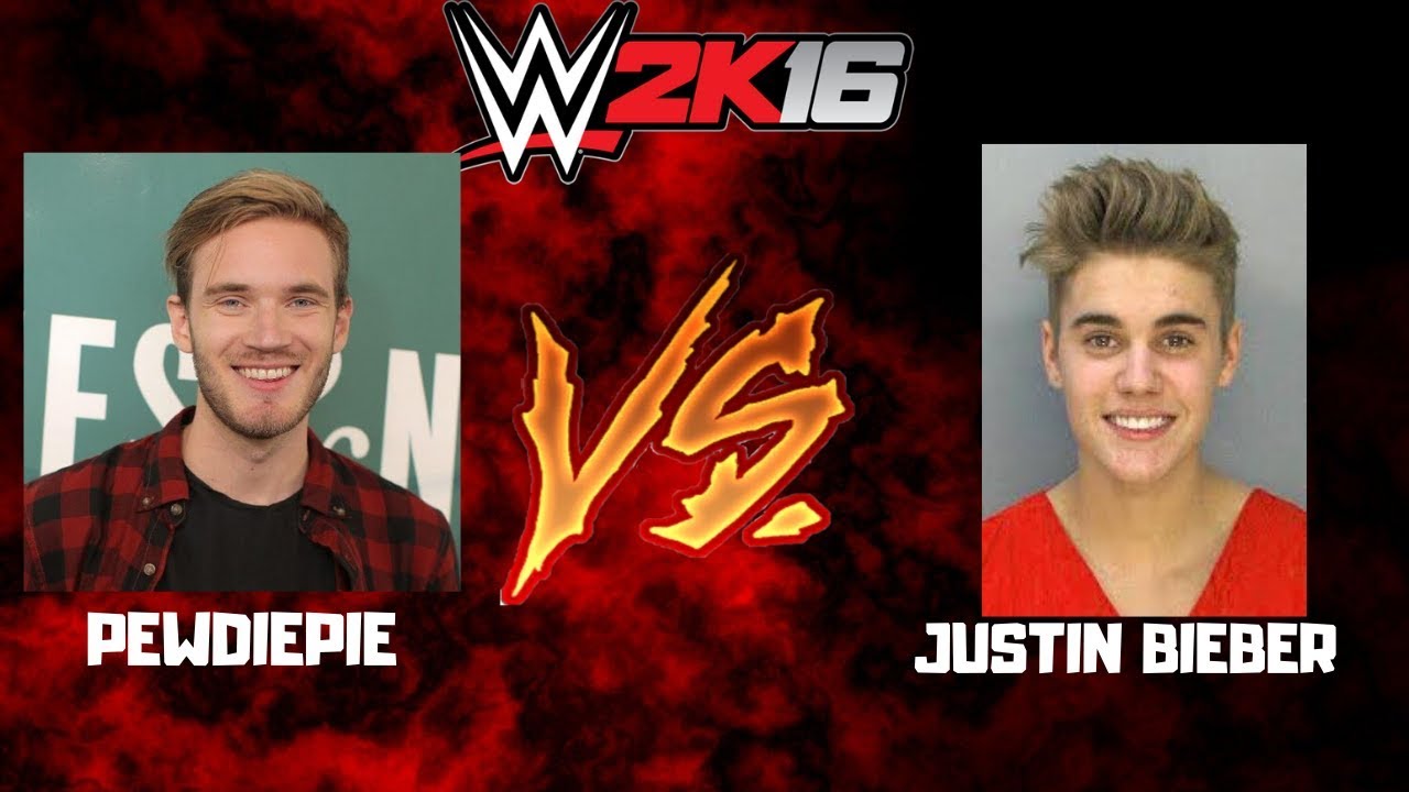 PewDiePie vs. Justin Bieber - WWE 2K16 PS4 Gameplay - YouTube