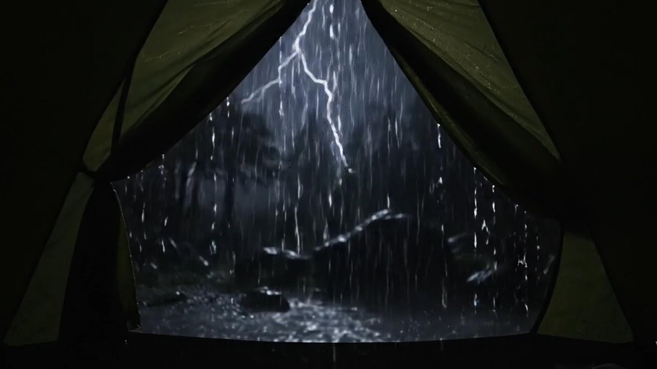 Inside a Tent in a Thunderstorm | Heavy Rain & Lightning Sounds for 10 ...