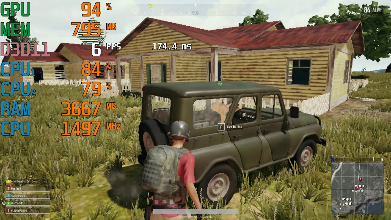 Intel Celeron 1007U \ PUBG @ 1280x720 70% res. scale very low settings ...