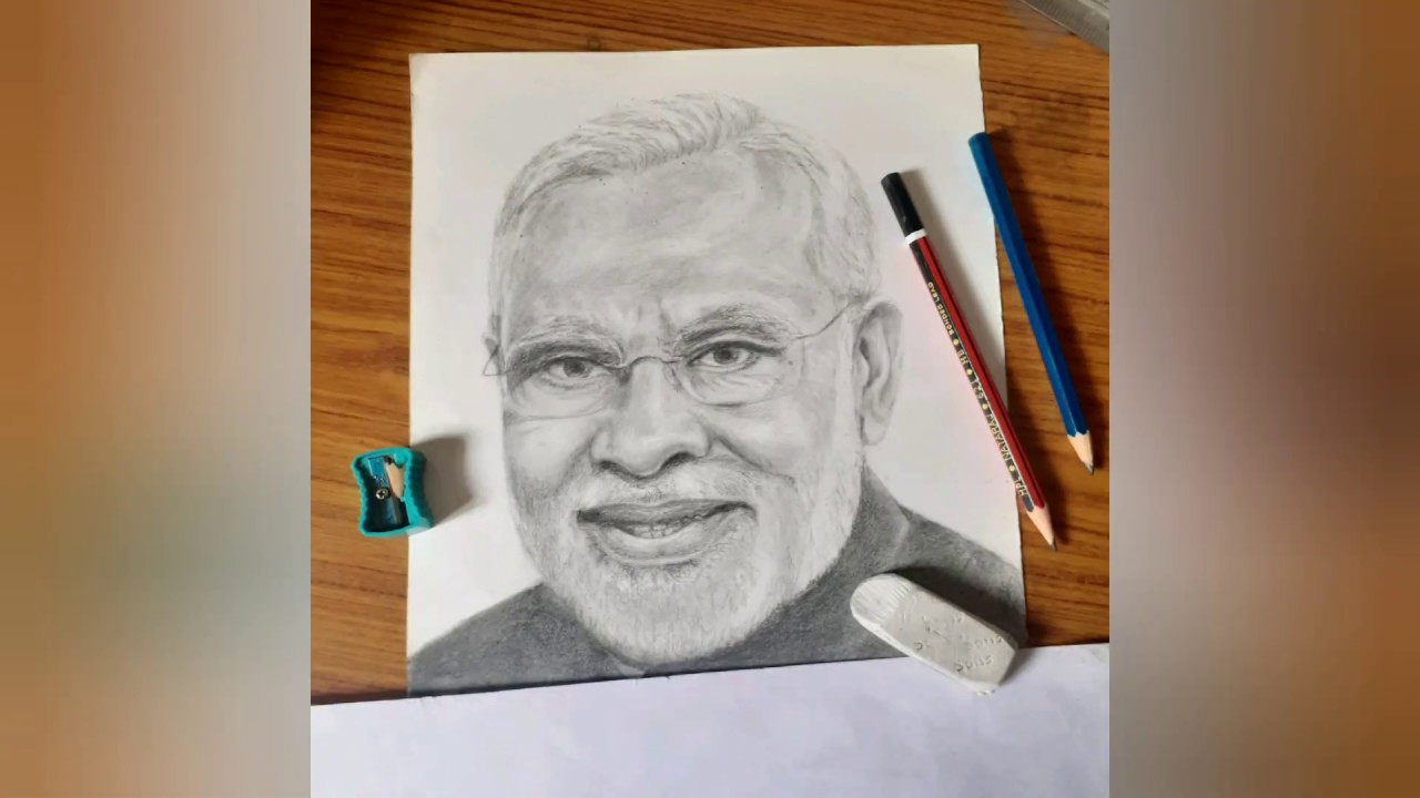 How To Draw PM Narendra Modi JI Step by Step//full Sketch nd shadind ...
