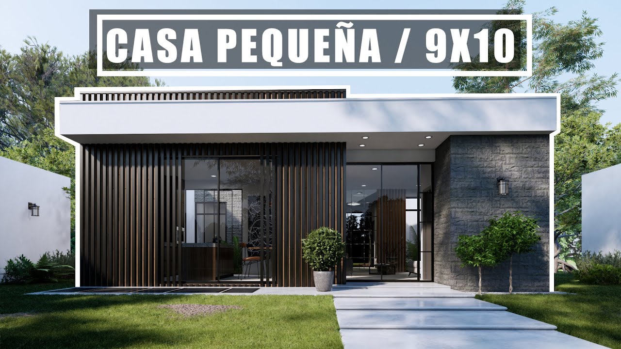 CASA DE 9X10 MODERNA DE UNA PLANTA CON DOS RECAMARAS | PLANO DE CASA ...