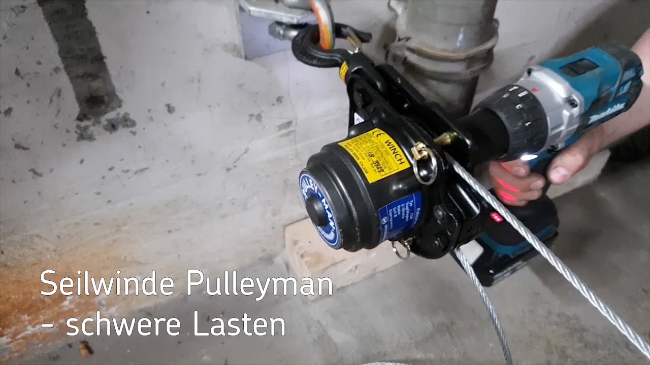 Seilwinde Pulleyman - schwere Lasten - YouTube