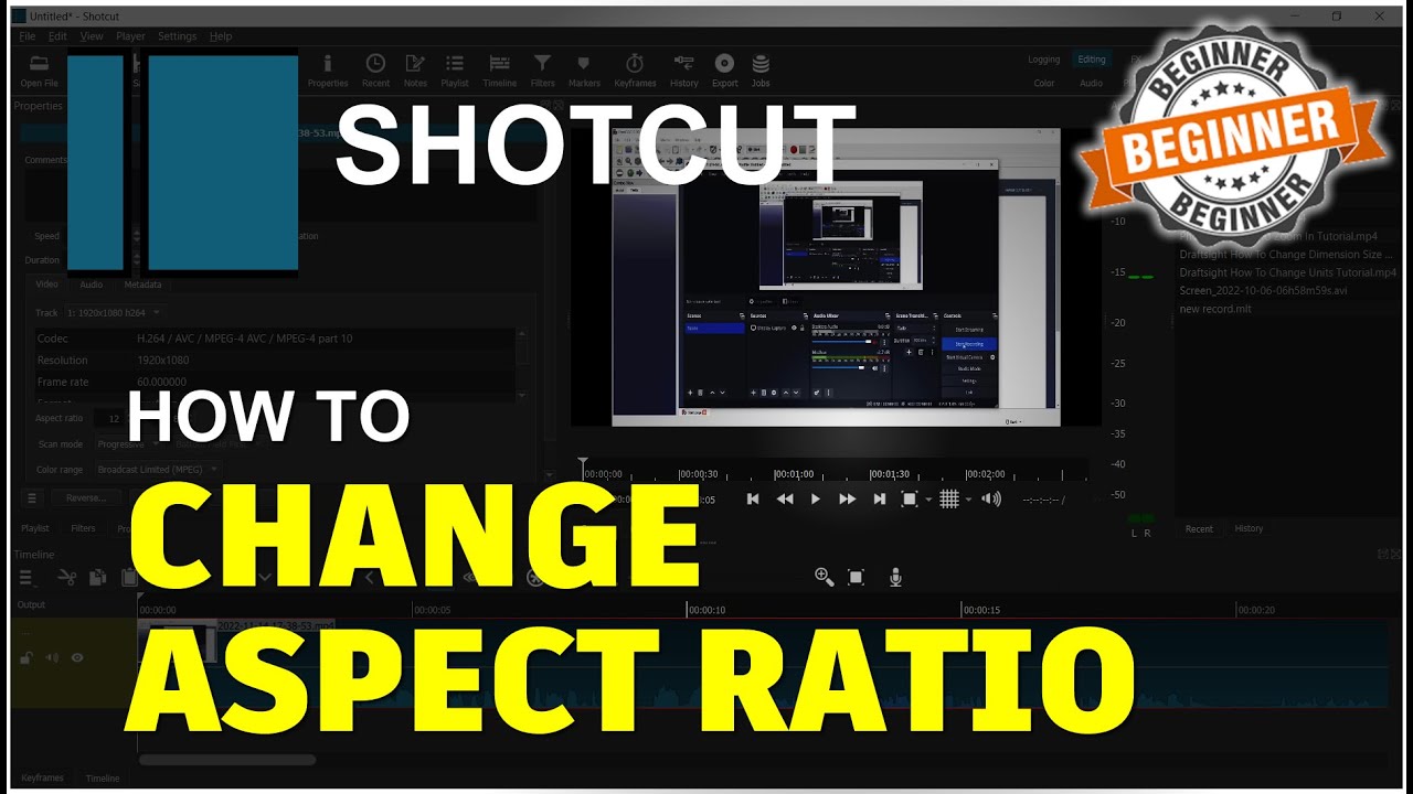 ShotCut How To Change Aspect Ratio Tutorial - YouTube