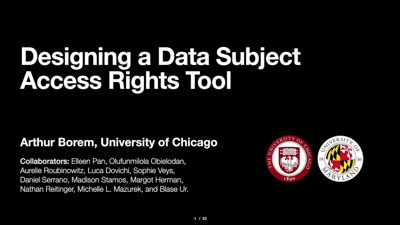 PEPR '24 - Designing a Data Subject Access Rights Tool - YouTube