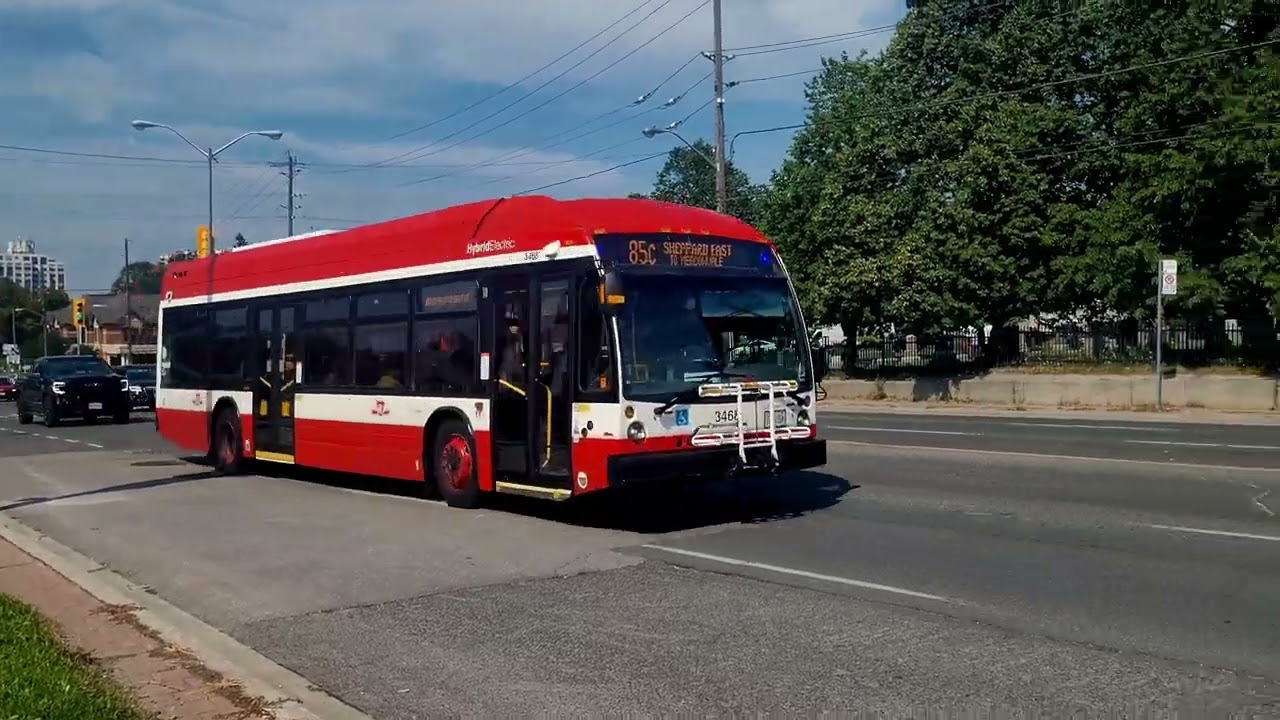 TTC Novabus LFS HEV 3468 on the 85C Sheppard East to Meadowvale passing ...