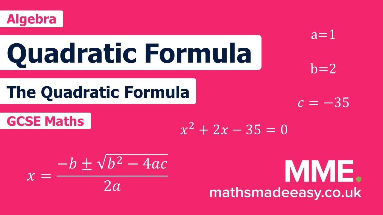 Algebra - Quadratic Formula (Video 1) - YouTube