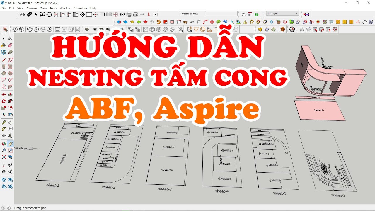 [CTV ra FIle CNC ABF, Aspire] Hướng dẫn Nesting tấm cong ABF Sketchup ...