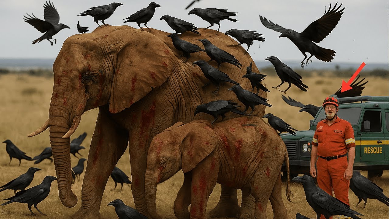 Hundreds of Crows Attack on the Elephant! Rescue Mission - YouTube