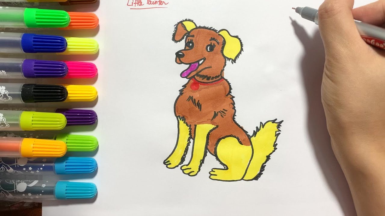Colorful Dog Drawing with Pastel Pens 2 | Relaxing Art Process - YouTube