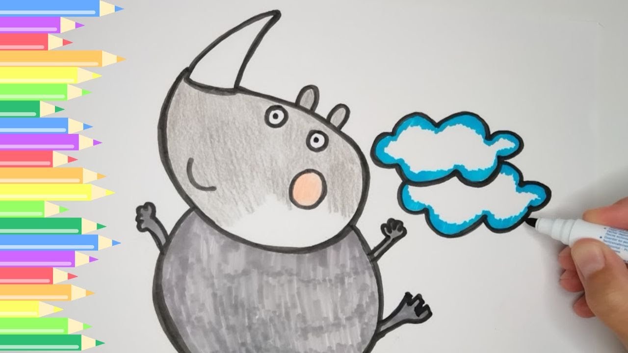 🌈Cómo dibujar y colorear un Rinoceronte🦏Paso a paso ️How to draw a ...