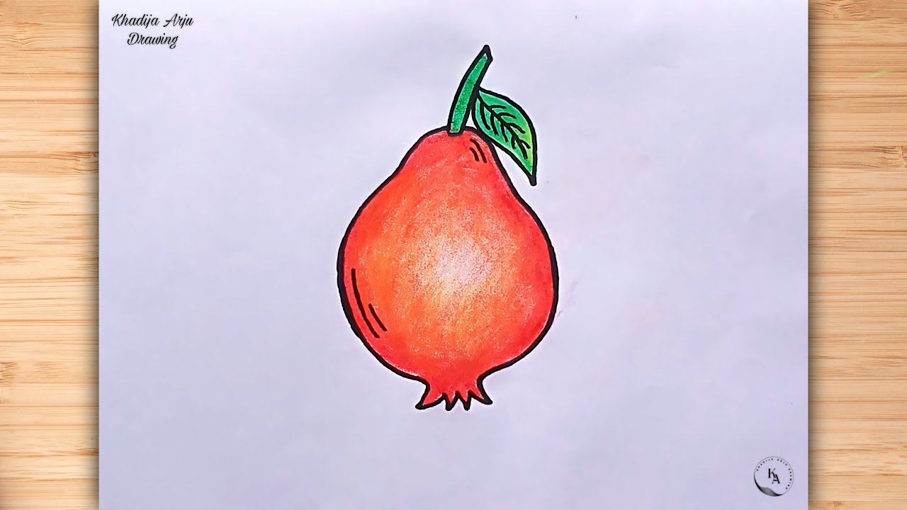 Easy pomegranate drawing step by step for kids | How to draw a ...