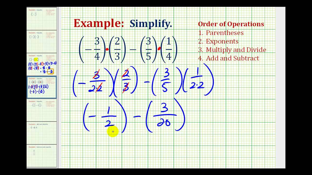 Ex 4 Signed Fractions Order Of Operations 3 4 2 3 3 5 1 4 Ex 4 Signed Fractions Order Of Operations 3 4 2 3 3 5 1 4