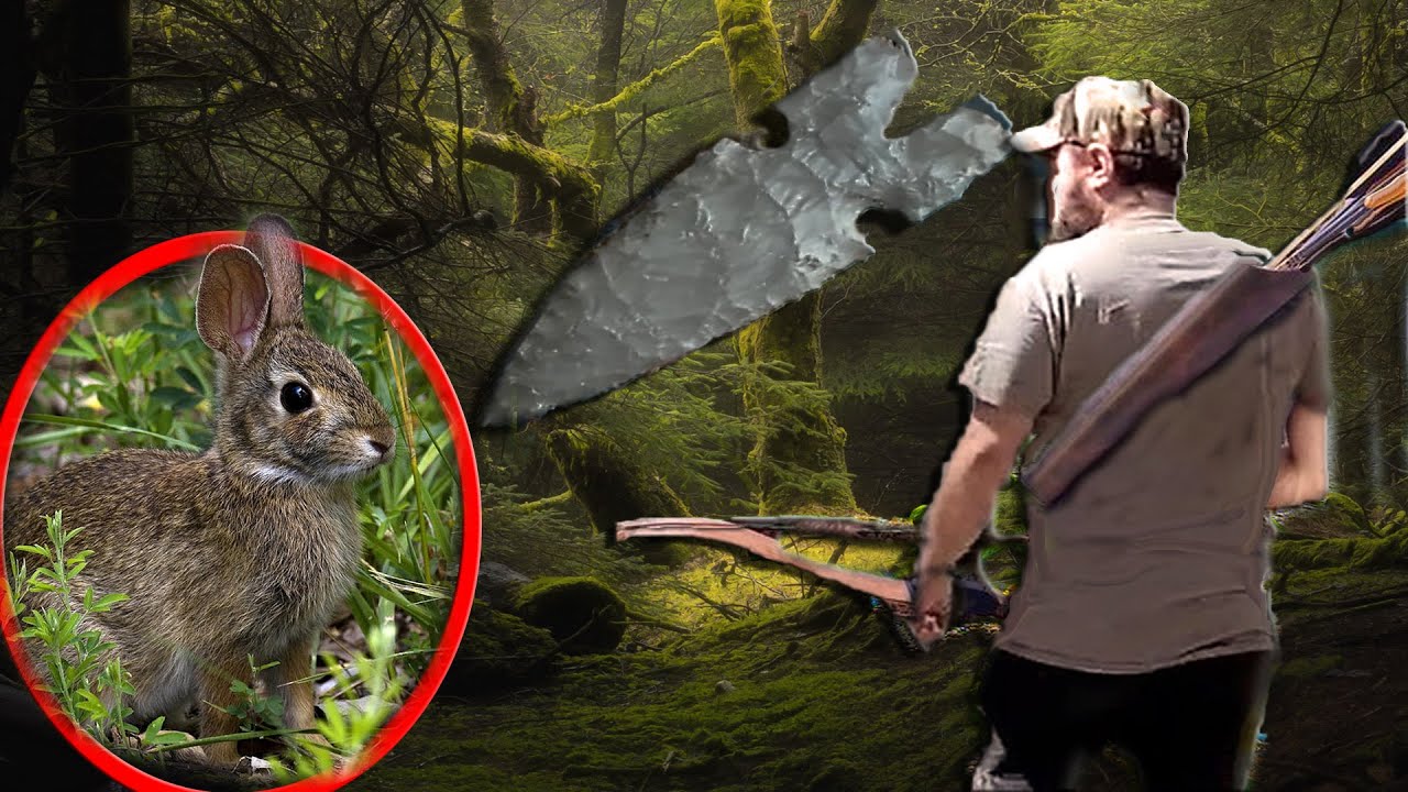 RABBIT HUNT, Primitive STONE ARROWHEAD. Traditional Bow, Survival ...