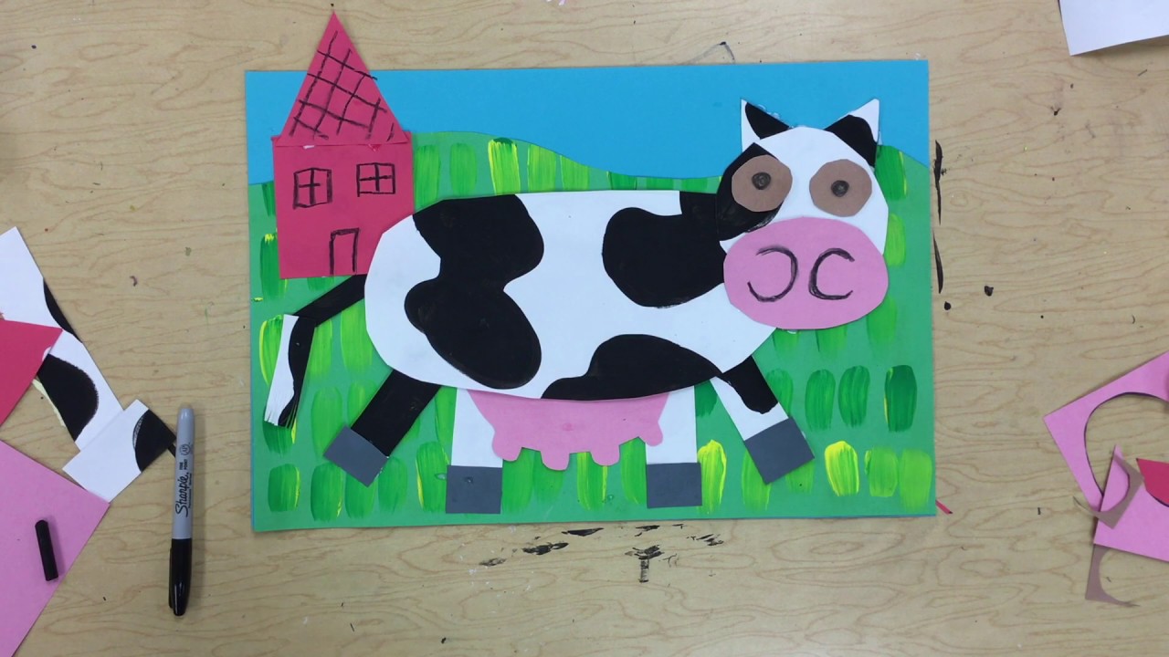 Collage Cows - Part 2 - 1st Grade - YouTube