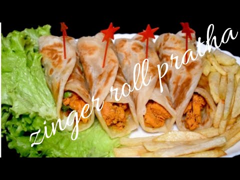 chiken zinger roll pratha by kitchen secret - YouTube