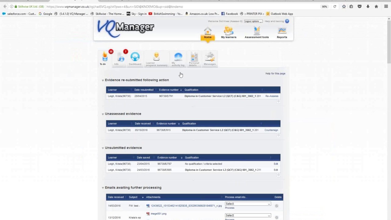VQManager e-portfolio - Emailing in - YouTube