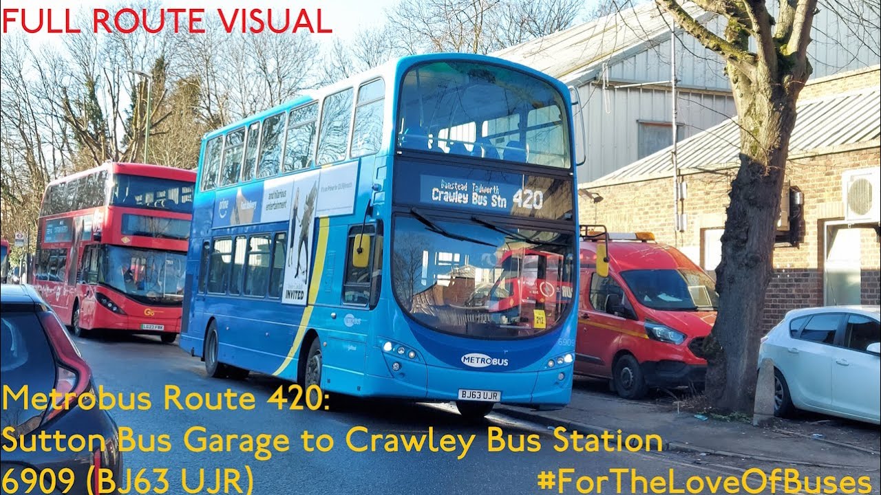 FULL ROUTE VISUAL | Metrobus Route 420: Sutton Bus Garage to Crawley ...