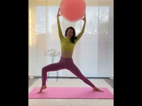 Fitball work ~ legs arms stretch gymnastics girls leotards girls morning yoga class