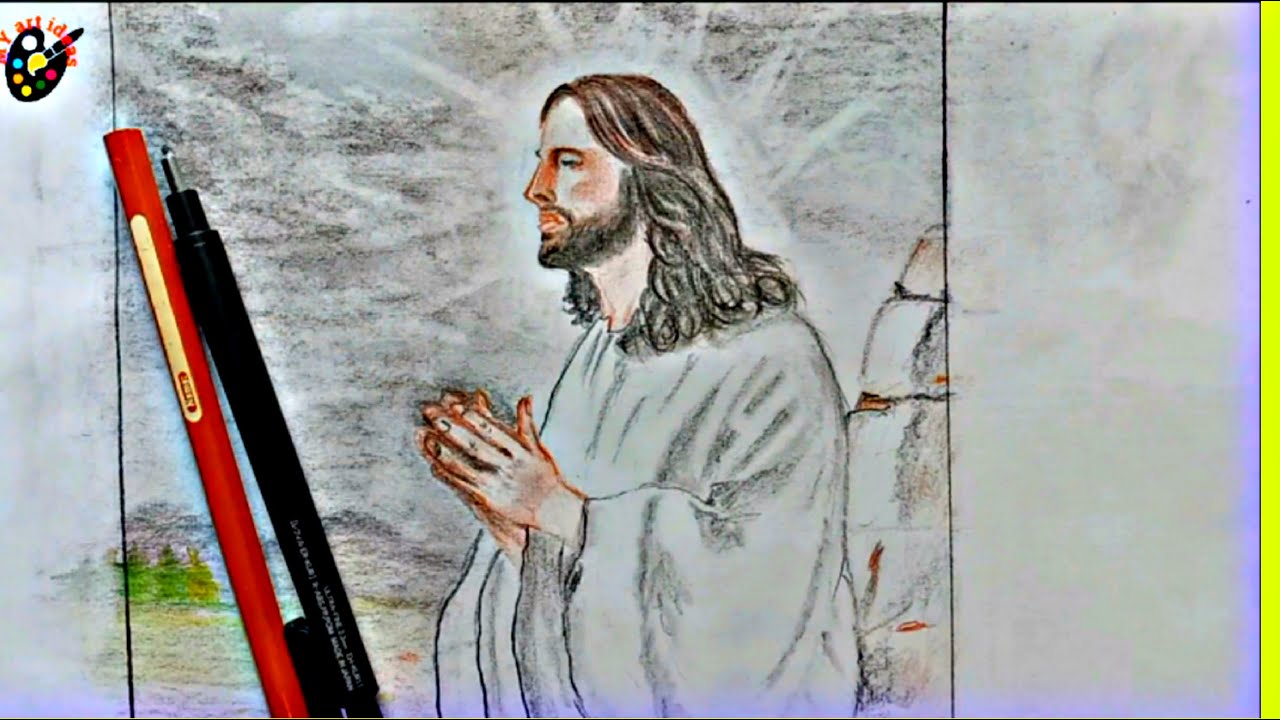 Paining of Jesus Christ Praying / Jesus Christ / Art / Draw - YouTube