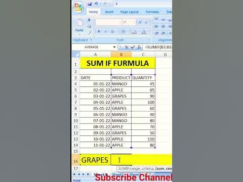 MS Excel me SUM IF formula kese use karte hai - YouTube