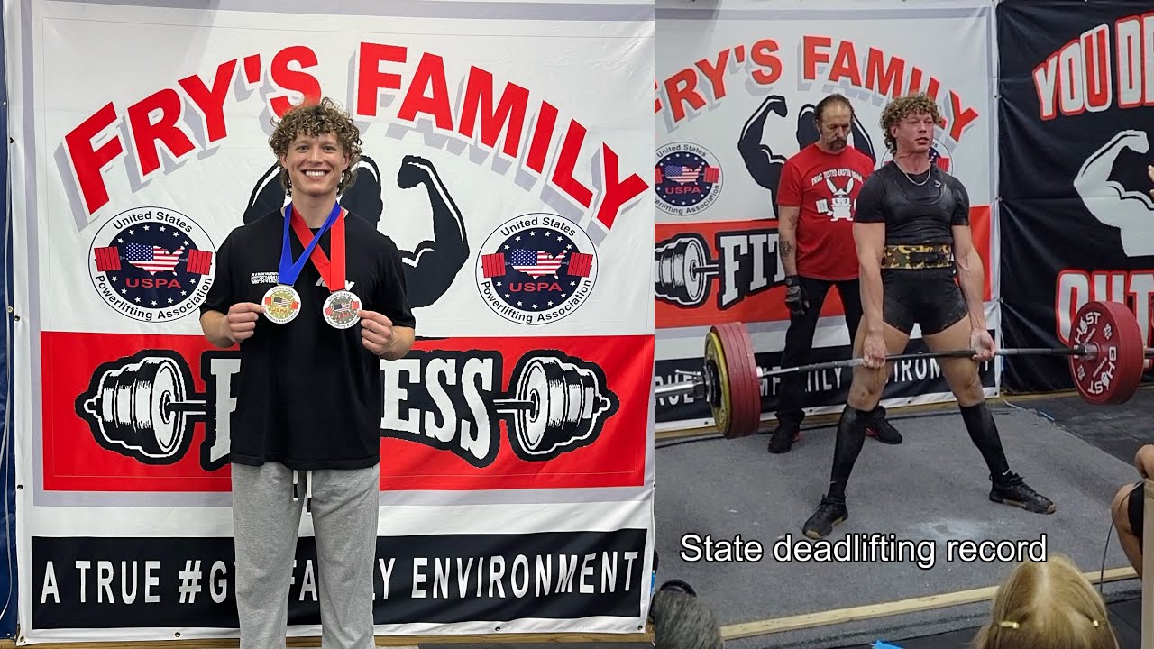 STATE DEADLIFING RECORD AT MY FIRST POWERLIFTING MEET - YouTube
