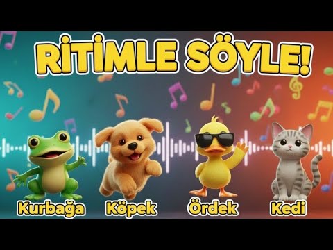 CAT DOG DUCK FROG | KEDİ KÖPEK ÖRDEK KURBAĞA |  SEVİYE 1-3 | RİTİMLE SÖYLE | RİTME GÖRE KELİME