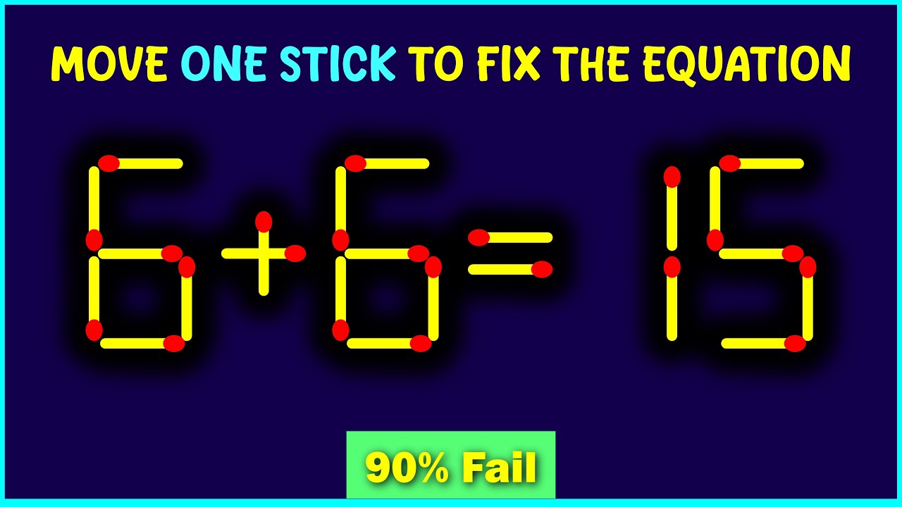 Matchstick puzzle with answer | Math puzzle game | Fix The Equation by ...