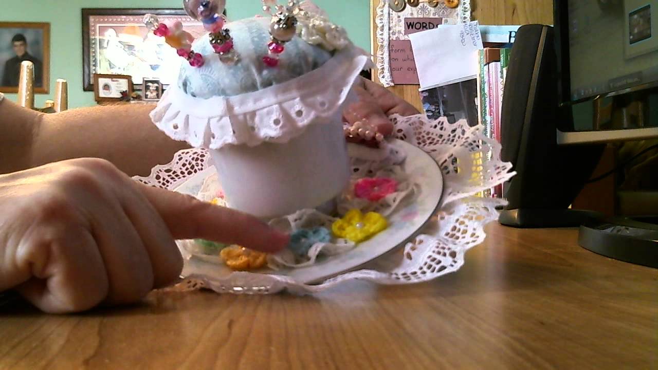 Shabby Chic Tea Cup Pin Cushion - YouTube
