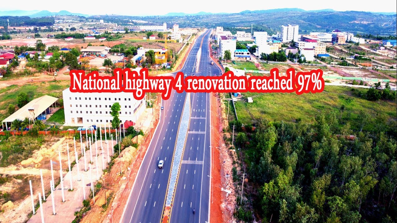 [4K] National highway 4 renovation reached 97% Sihanoukville - YouTube