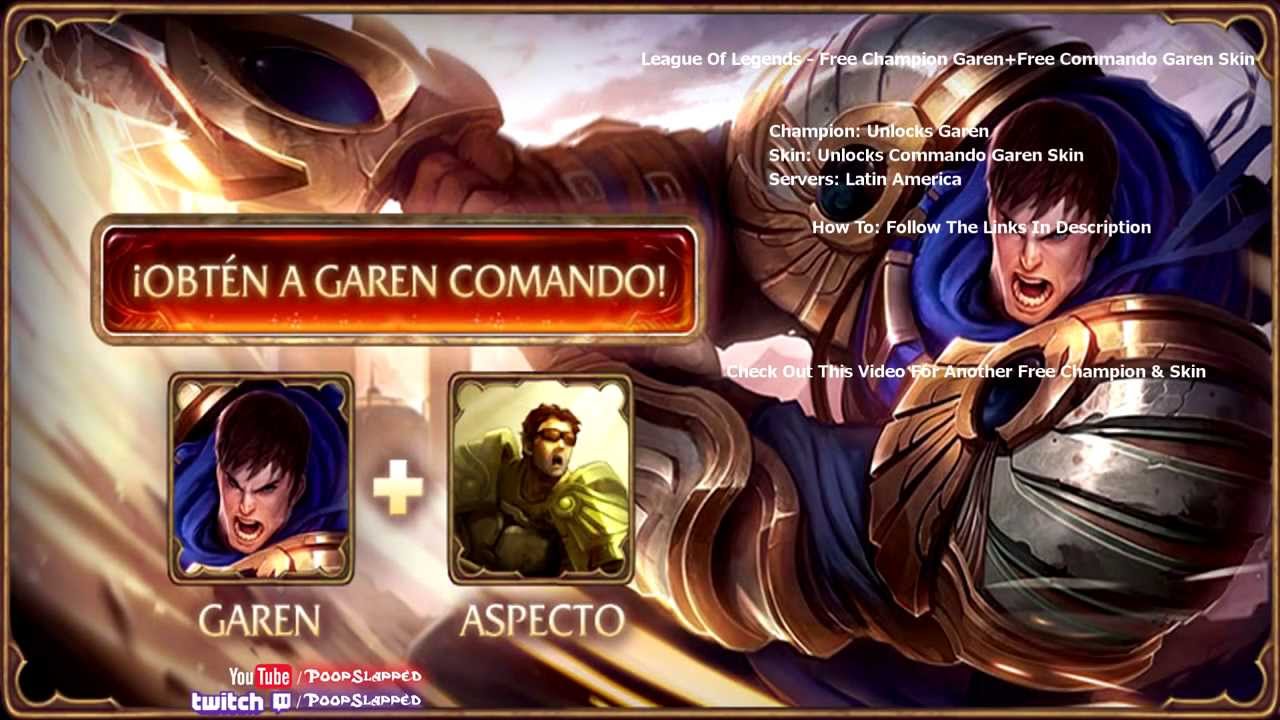 FREE Champion & Skin - Commando Garen Skin - LoL - YouTube