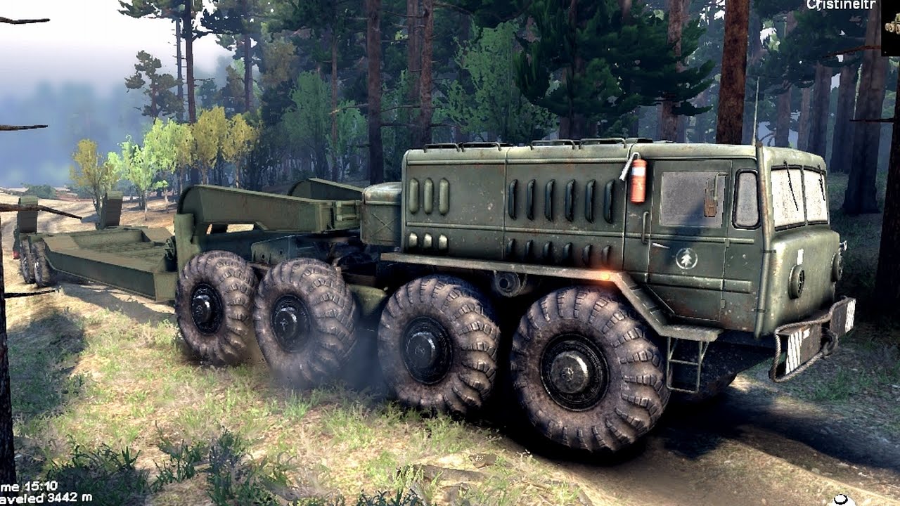 SPINTIRES 2014 - The Coast Map - MAZ 537 + ChMZAP 5247 Trailer Off Road ...