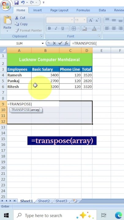 Transpose function in Ms excel #excel #exceltips #excelshorts #exceltutorial #advanceexcel # ...